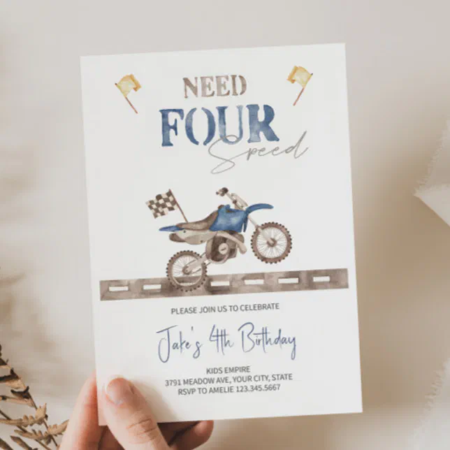 Need FOUR Speed Dirt Bike Birthday Invitation | Zazzle