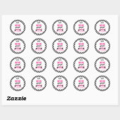 Need Four Speed Pink Race Car 4th Birthday Party Classic Round Sticker ...
