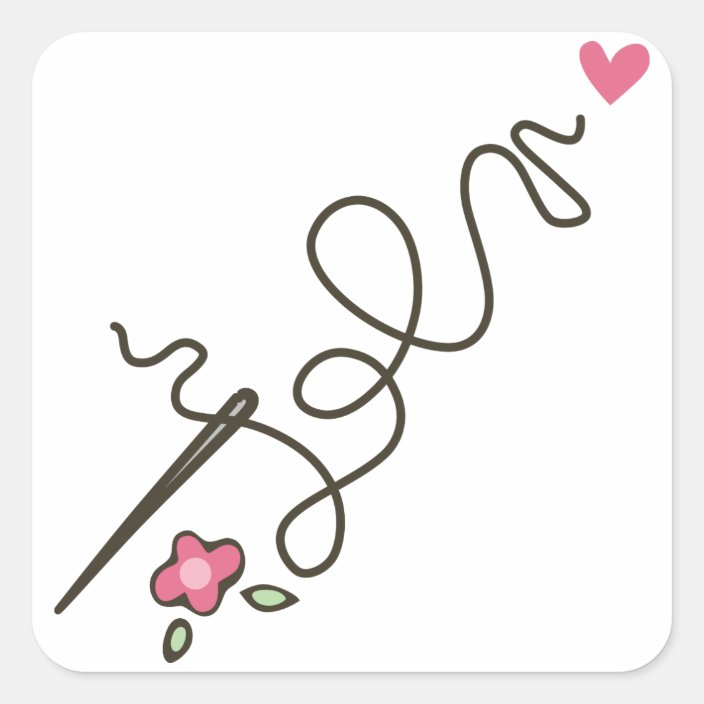 Needle & Thread Square Sticker | Zazzle.com