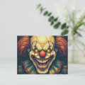 Nefarious Sideshow Clown Illustration Design Postcard | Zazzle