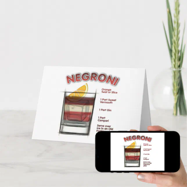 NEGRONI Cocktail Recipe Art Card | Zazzle