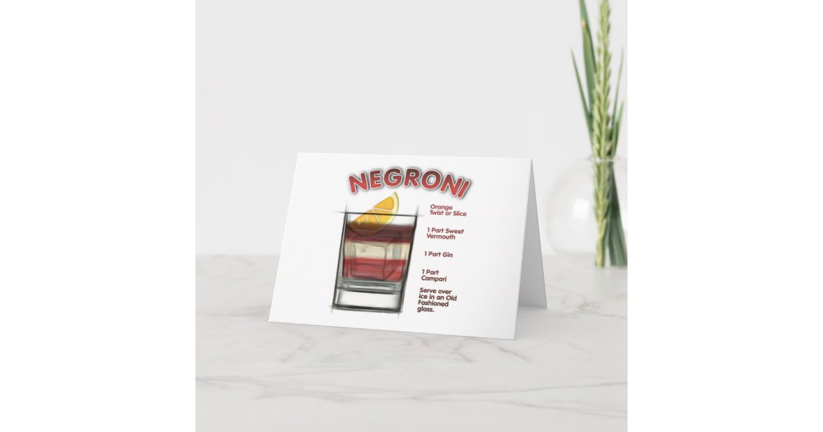 NEGRONI Cocktail Recipe Art Card | Zazzle