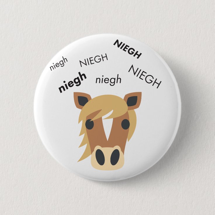 Neigh Horse Cute Emoji Pinback Button | Zazzle