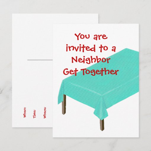 Neighbor Get Together Invitations on postcards | Zazzle