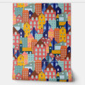 Neighborhood Block City Houses Pattern Wallpaper | Zazzle