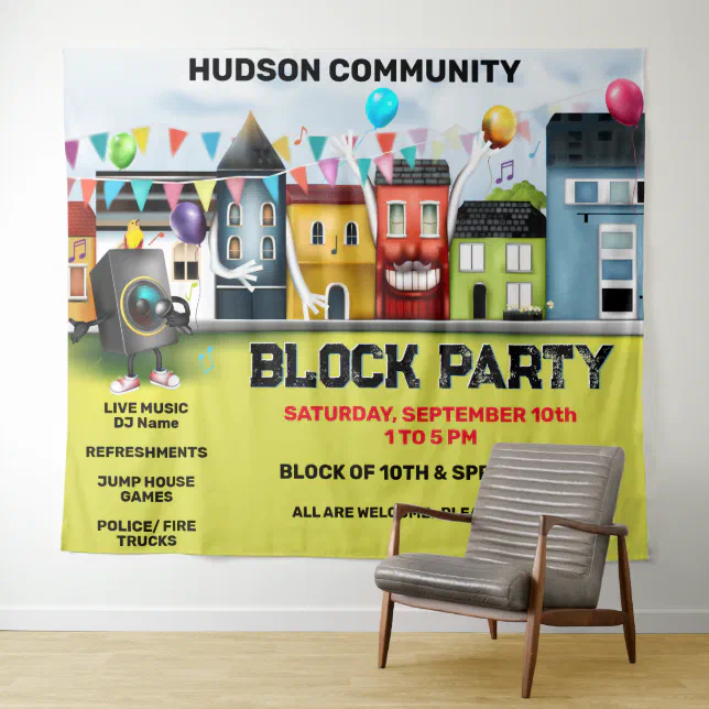 Neighborhood Block Party Banner Backdrop | Zazzle