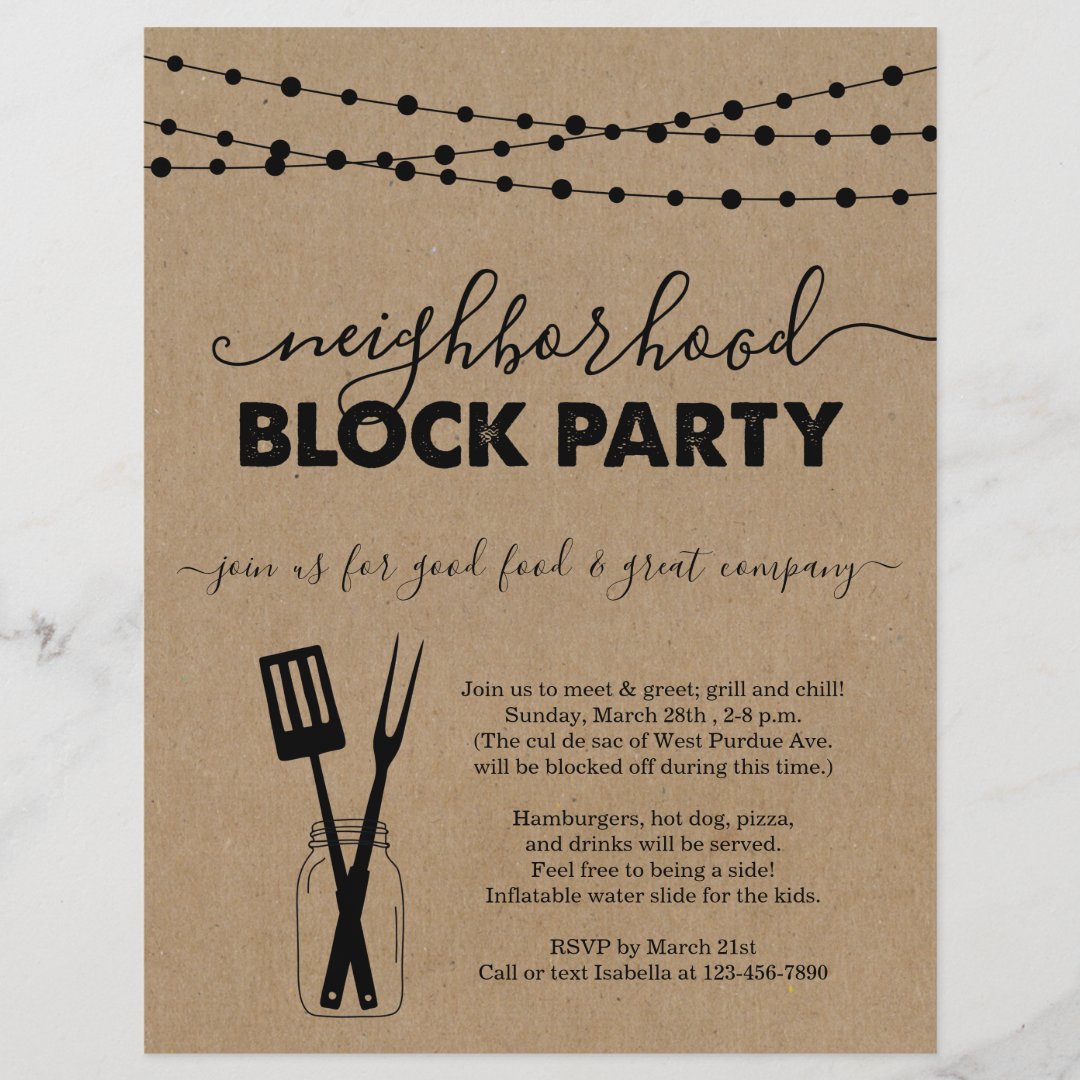 Neighborhood Block Party Invitation Flyer | Zazzle