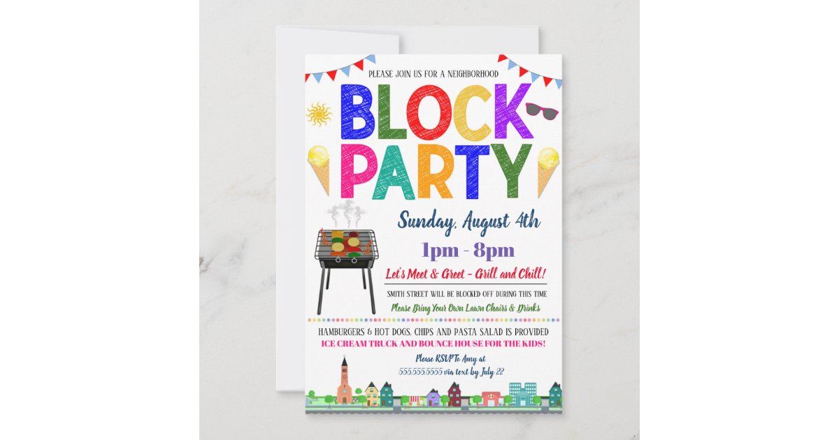 Neighborhood Block Party Invite | Zazzle