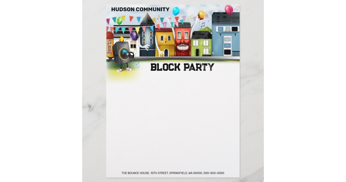 Neighborhood Block Party Letterhead | Zazzle