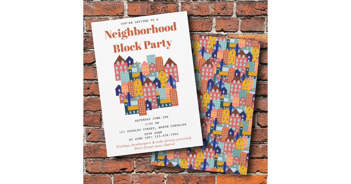 Neighborhood Block Party Meet Your Neighbors Invitation | Zazzle