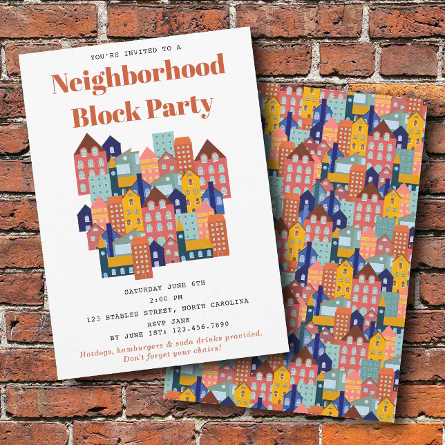 Neighborhood Block Party Meet Your Neighbors Invitation | Zazzle