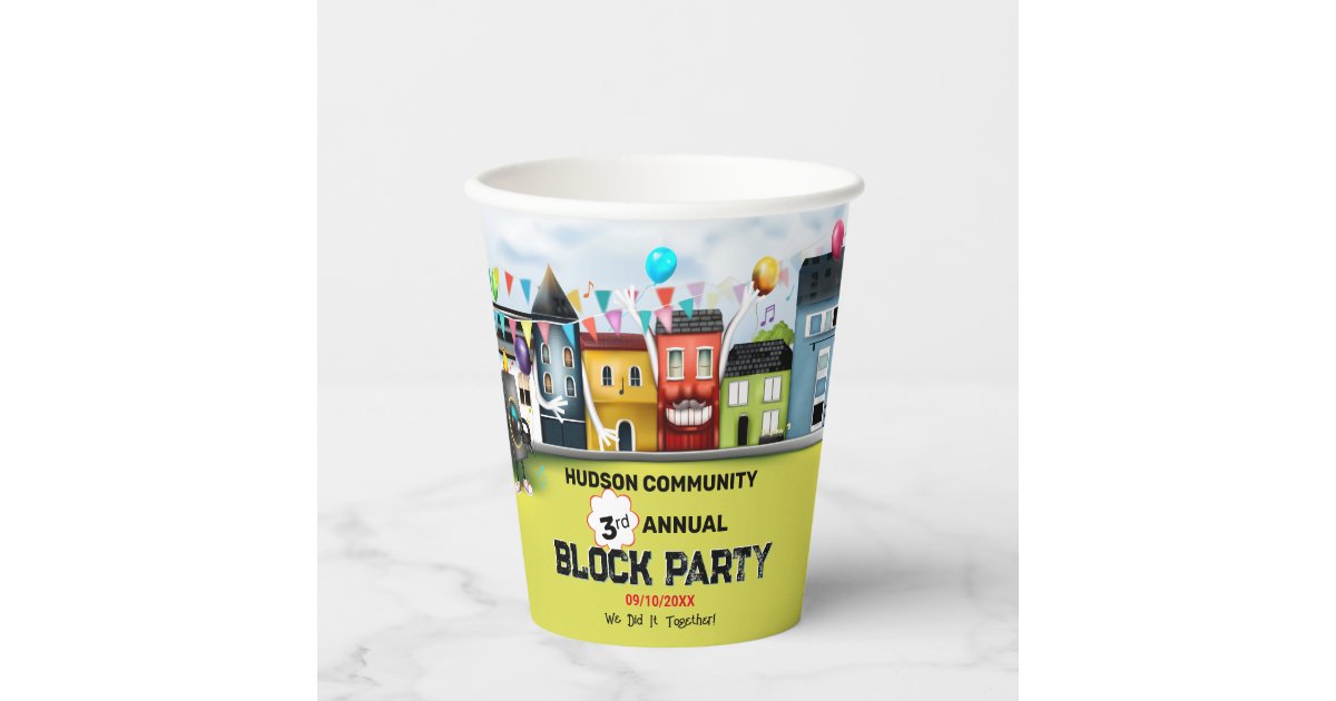 Neighborhood Block Party Paper Cups | Zazzle