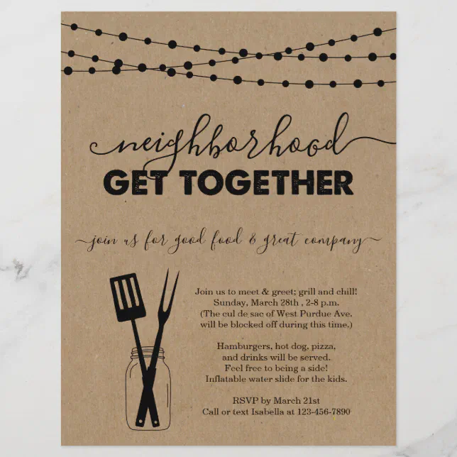 Neighborhood Get Together Invitation Flyer | Zazzle