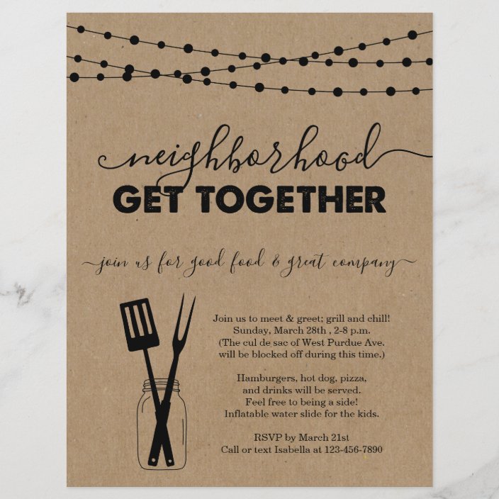 Neighborhood Get Together Invitation Flyer | Zazzle.com
