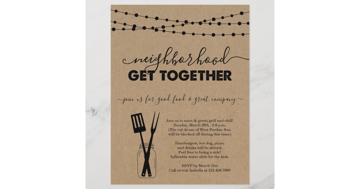 Neighborhood Get Together Invitation Flyer | Zazzle
