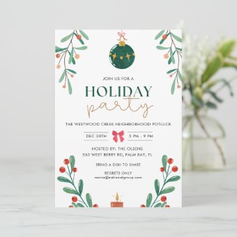 Neighborhood Holiday Christmas Party Invitation | Zazzle