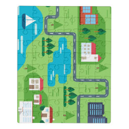 Neighborhood Illustration Roadmap Illustration Jigsaw Puzzle | Zazzle