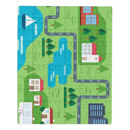 Neighborhood Illustration Roadmap Illustration Jigsaw Puzzle | Zazzle