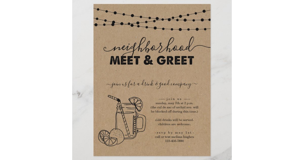 Neighborhood Meet and Greet Party Invitation Flyer | Zazzle
