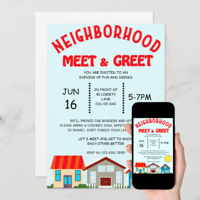 Neighborhood Meet & Greet Invitation | Zazzle