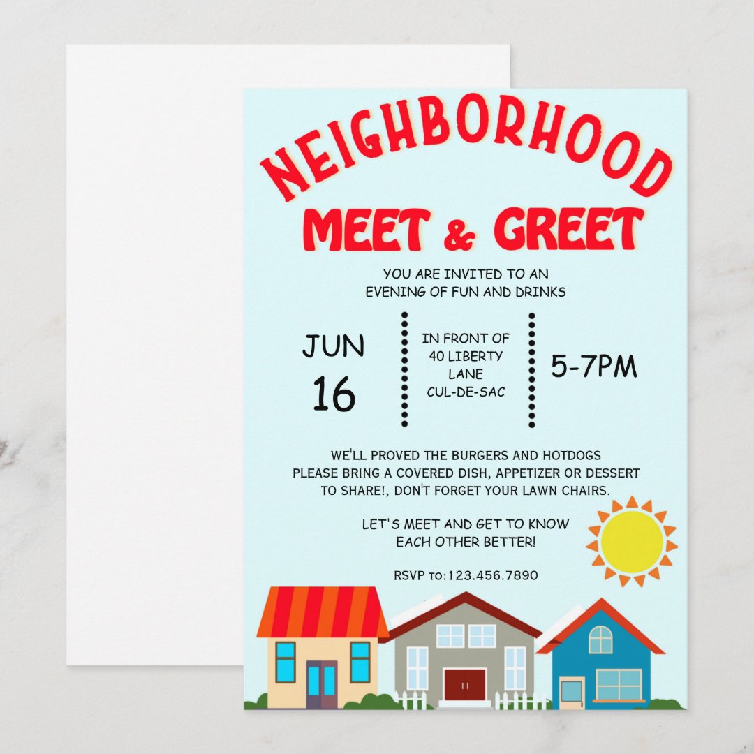 Neighborhood Meet & Greet Invitation | Zazzle