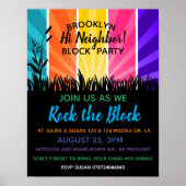 Neighborhood rock the block Block Party Invitation Poster | Zazzle