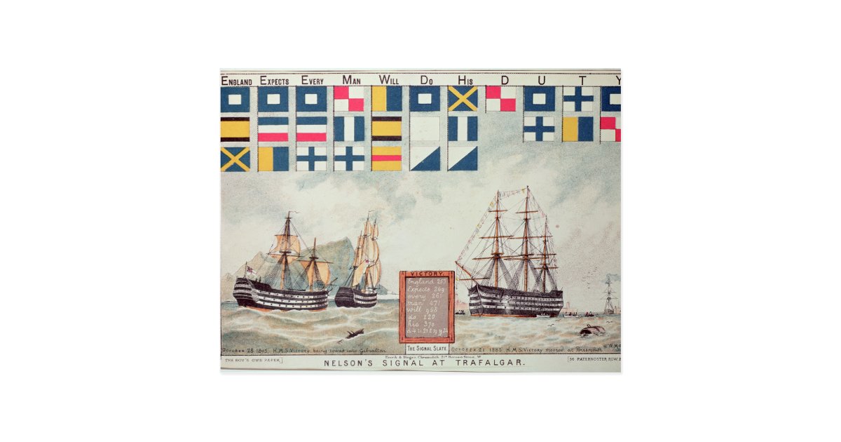 Nelson's signal at Trafalgar Postcard | Zazzle.com