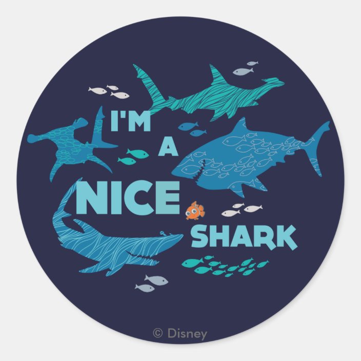 Nemo and Sharks - I'm A Nice Shark Classic Round Sticker | Zazzle.com