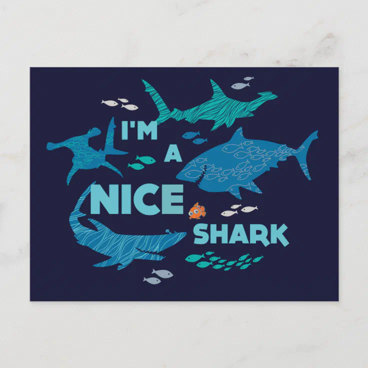 Nemo and Sharks - I'm A Nice Shark Postcard | Zazzle
