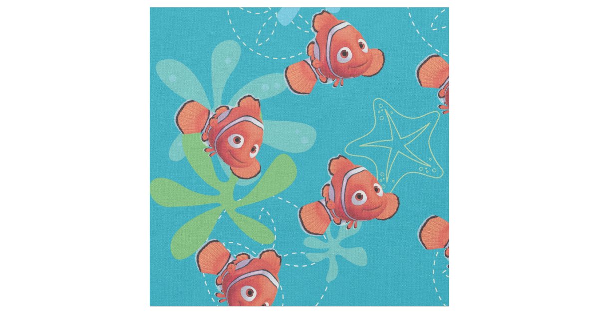 Nemo Teal Pattern Fabric | Zazzle