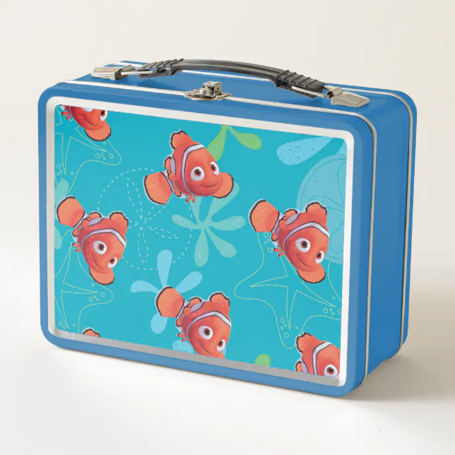 Nemo Teal Pattern Metal Lunch Box | Zazzle