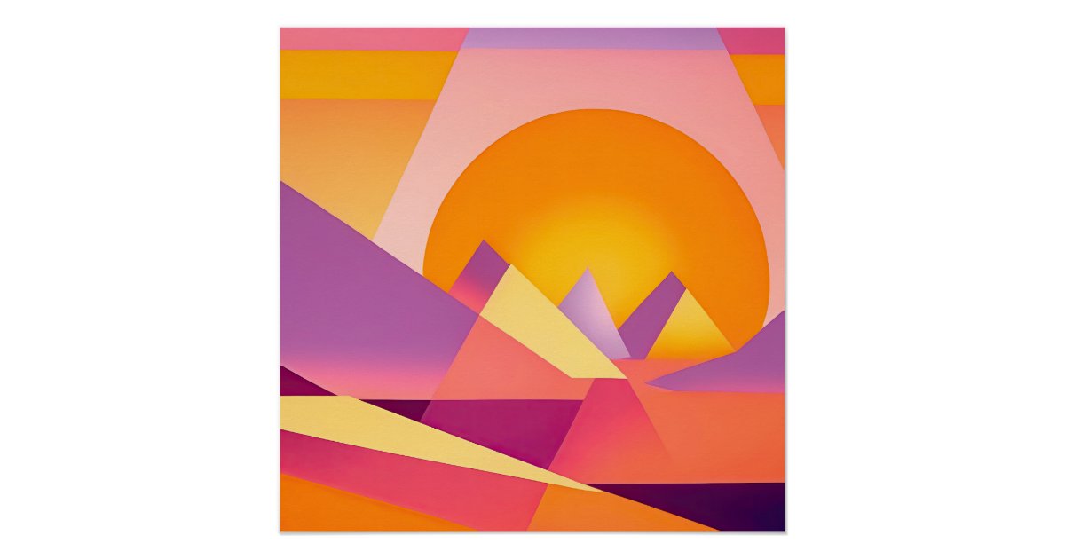NEO GEO SUNSET LANDSCAPE POSTER | Zazzle