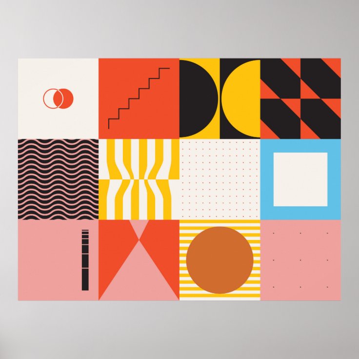 Neo Modernism artwork pattern made with abstract v Poster | Zazzle