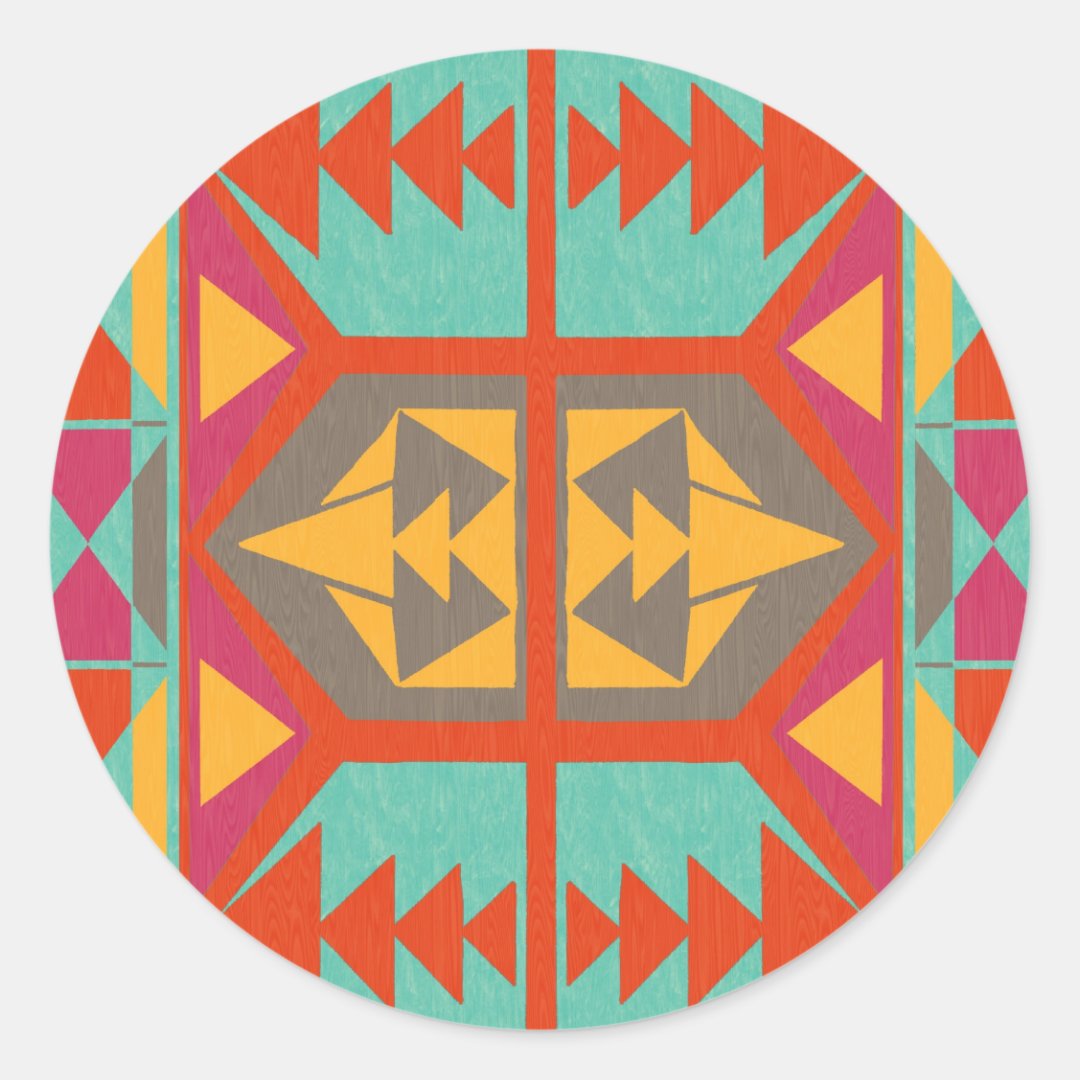 Neo Native Tribal Classic Round Sticker | Zazzle