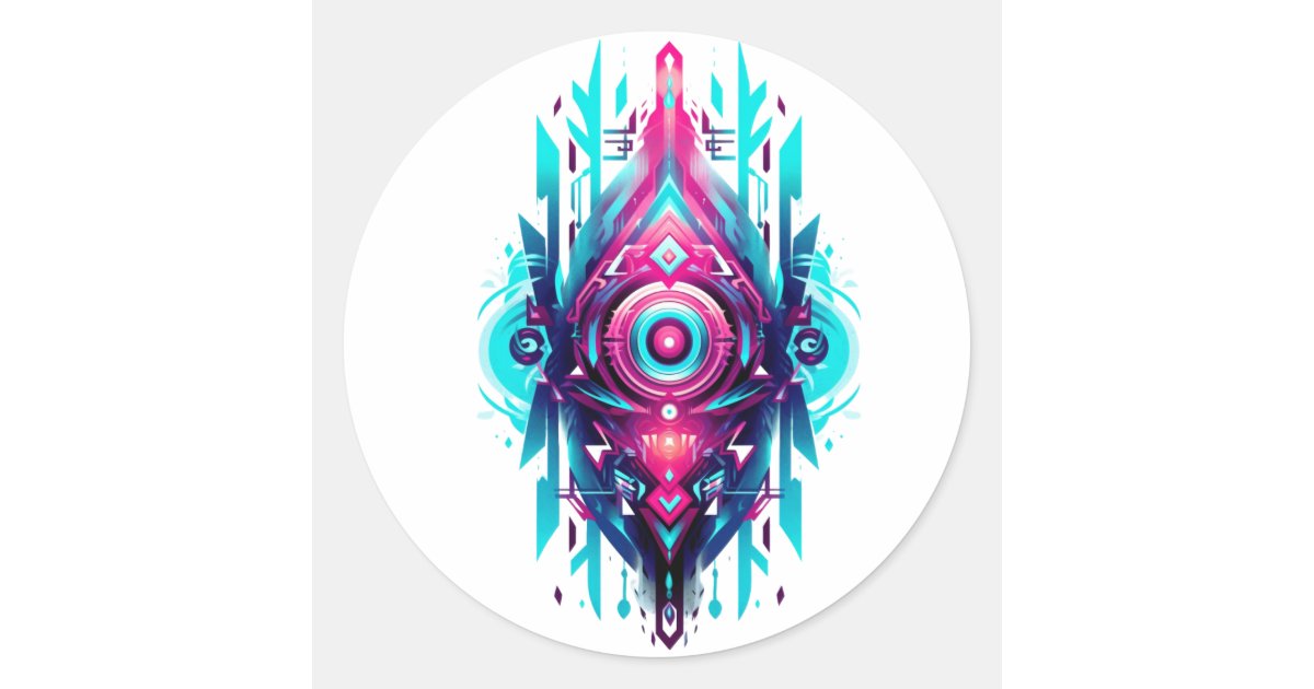 Neo-Tribal Sigil Classic Round Sticker | Zazzle