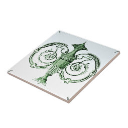 Neoclassical Green Urn 1880s Transferware Repro Ceramic Tile | Zazzle