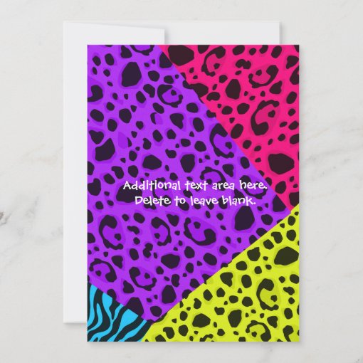 Neon Animal Print Cheetah leopard Zebra Party Invitation | Zazzle