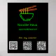 Neon Asian Noodle Bowl Social Media QR Codes Poster | Zazzle