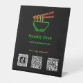 Neon Asian Noodle Bowl Social Media Scan Codes Pedestal Sign | Zazzle