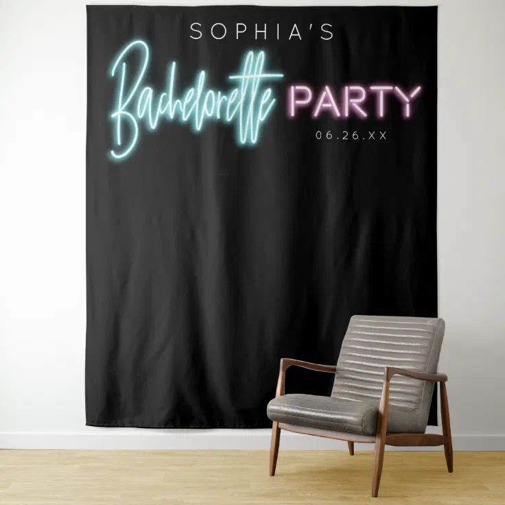 Neon Bachelorette Party Backdrop | Zazzle