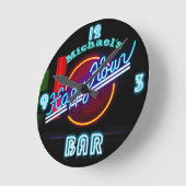 Neon BAR Clock | Custom Happy Hour Den Mancave | Zazzle