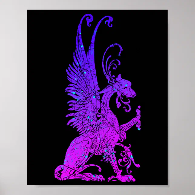 Neon Basilisk Monster Symbol Dragon Ancient Beast Poster | Zazzle