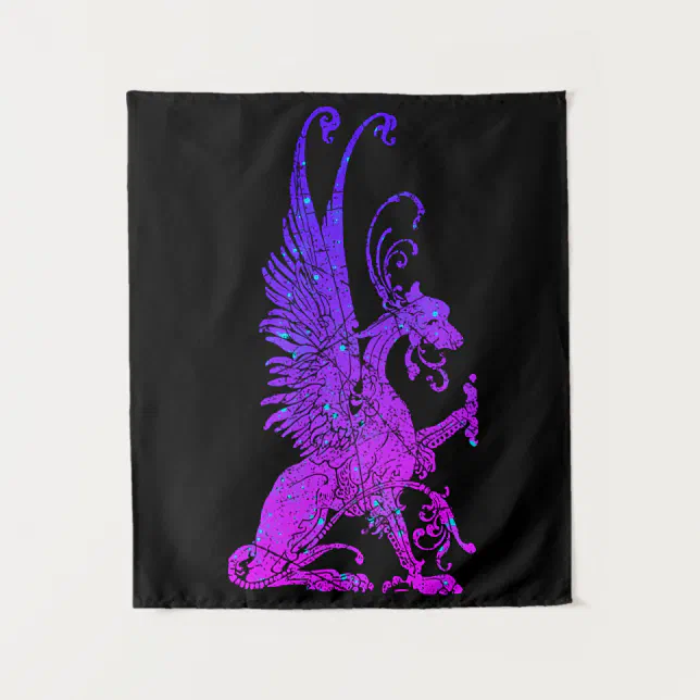Neon Basilisk Monster Symbol Dragon Ancient Beast Tapestry | Zazzle