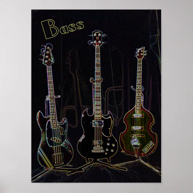 Neon Bass Print | Zazzle