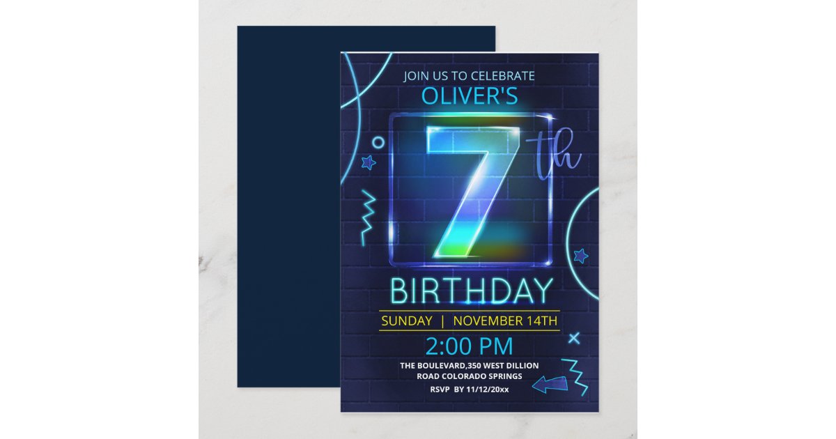 Neon Birthday Invitation | Zazzle