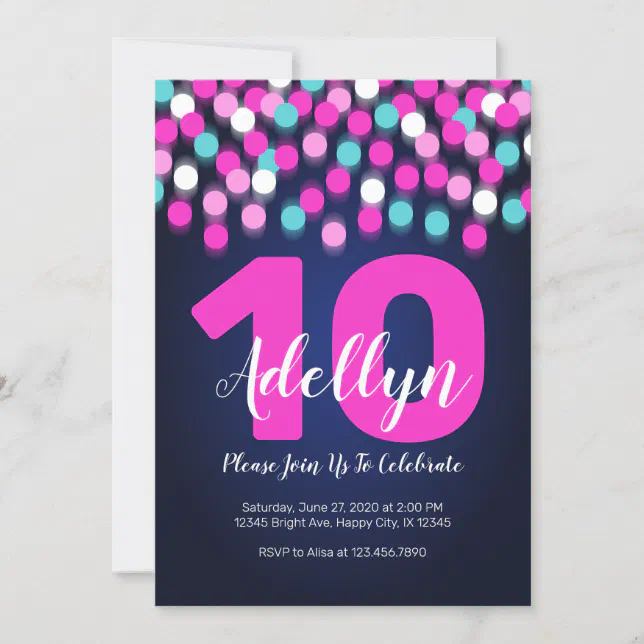 Neon birthday invitation Glow in the dark invite | Zazzle