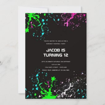 Neon Birthday Paintball Party Invitation | Zazzle