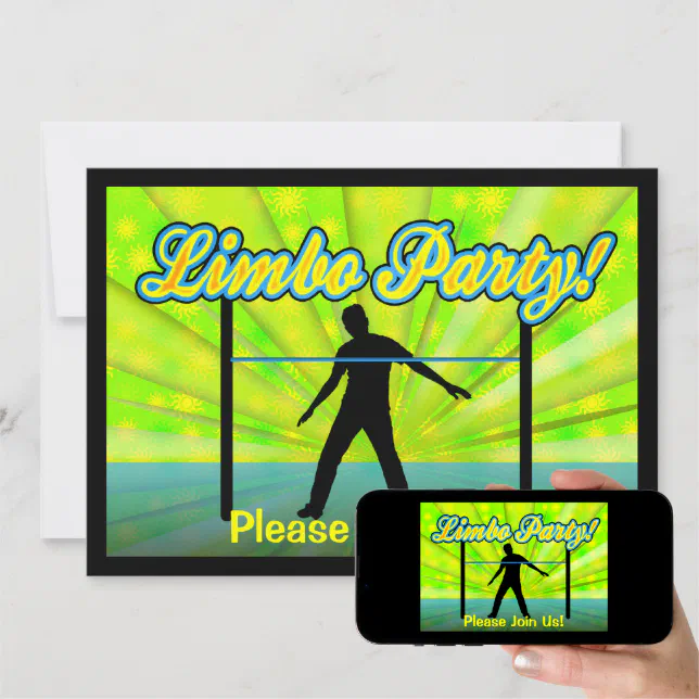 Neon/Black Silhouette Limbo Party Invitations | Zazzle