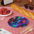 Neon Blacklight Abstract Stained Glass Paper Plates | Zazzle