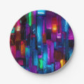 Neon Blacklight Abstract Stained Glass Paper Plates | Zazzle
